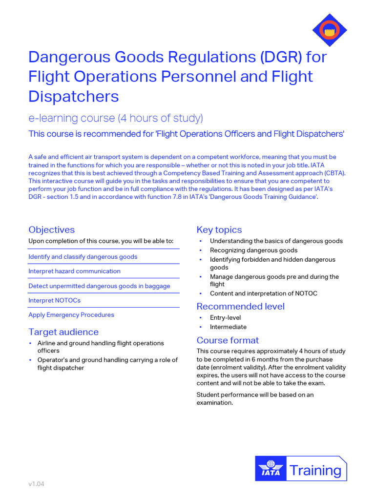 7.8 DGR For Flight Operations Personnel and Flight Dispatchers | PDF ...