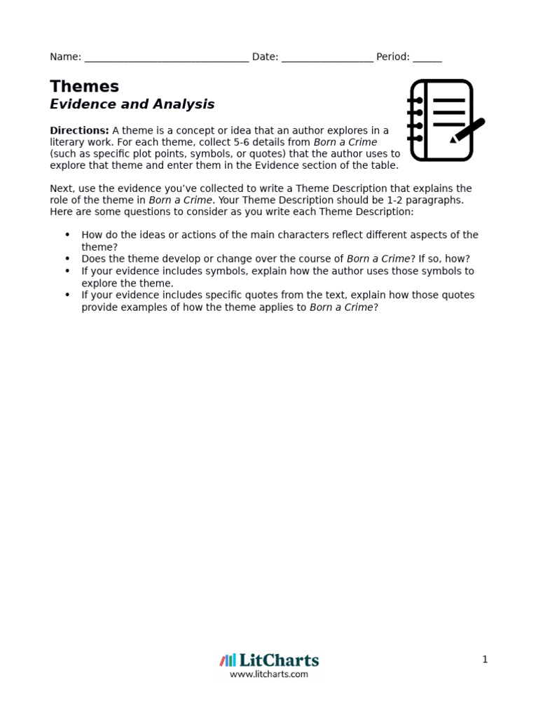 Born A Crime - Theme Analysis Organizers | PDF