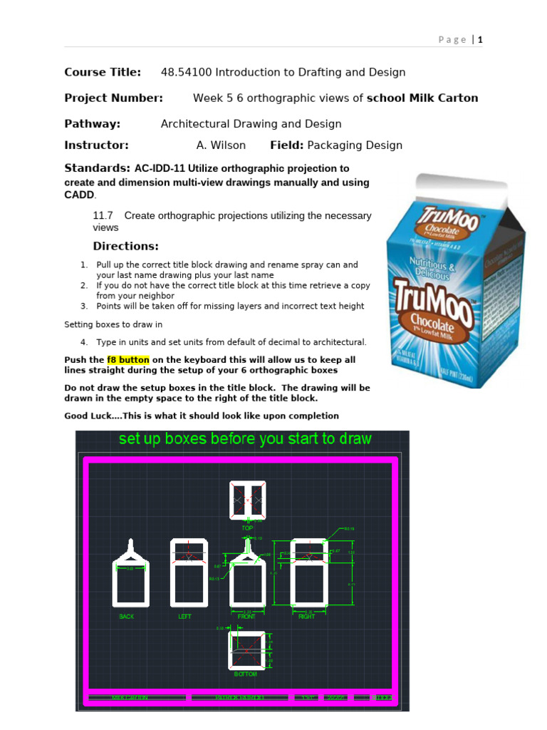 Week5 6 Orthographic Views of Milk Carton | PDF | Career & Growth | Computers