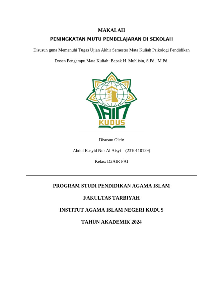 MAKALAH1 Psikologi UAS | PDF