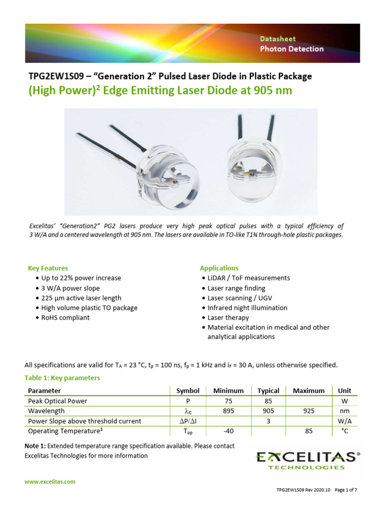 905nm High Power Pulsed Laser Diode | PDF | Laser | Laser Diode