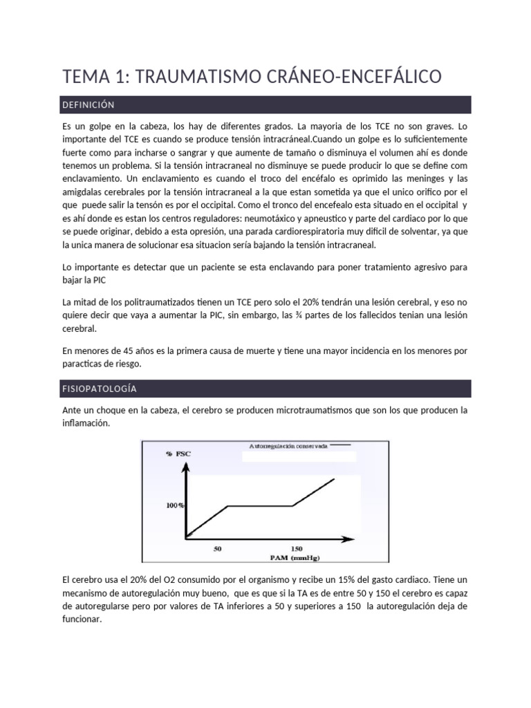 Tema 1 TCE | PDF | Cerebro | Isquemia