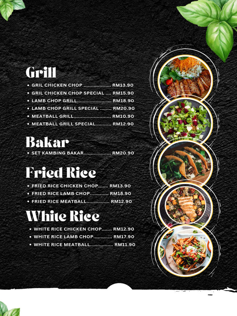 Black Illustrative Restaurant Menu - Compressed | PDF