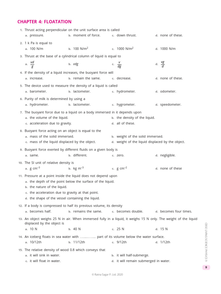 CBSE Class 9 Physics: Floatation & Sound | PDF | Buoyancy | Sound