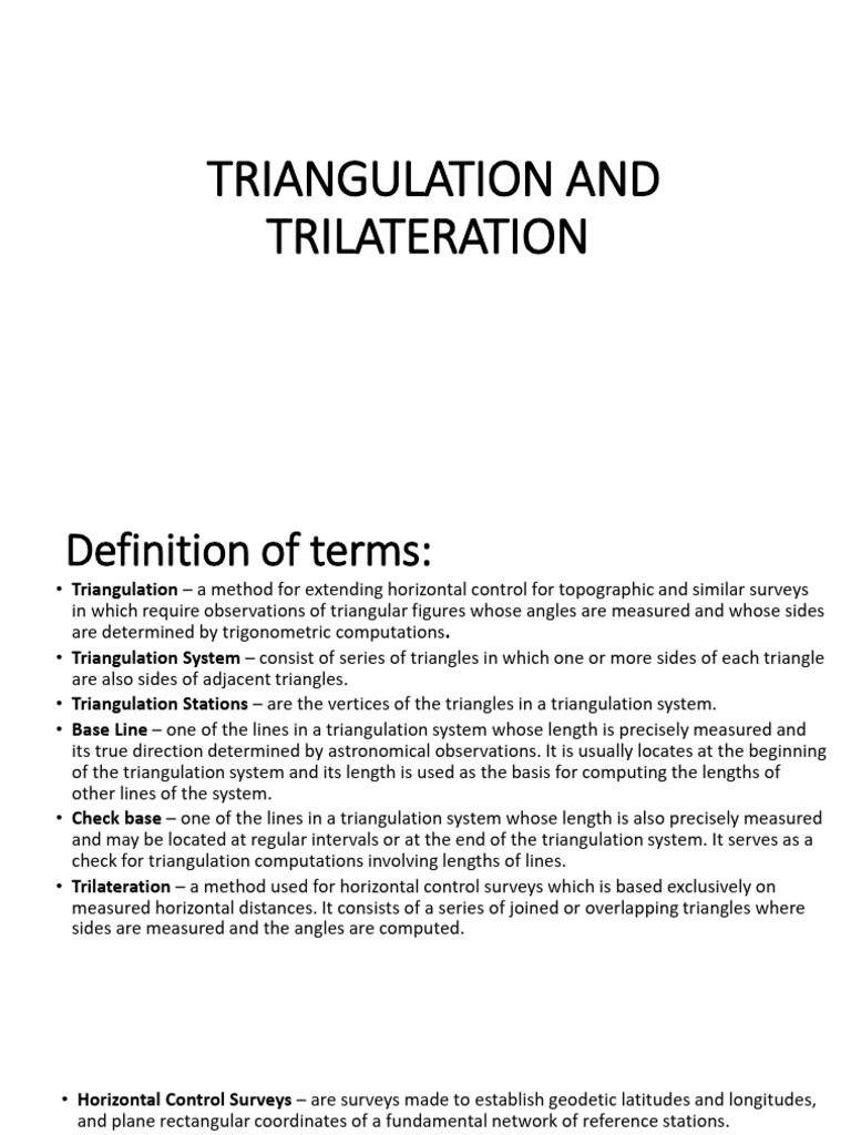 Triangulation and Trilateration | PDF | Surveying | Triangle