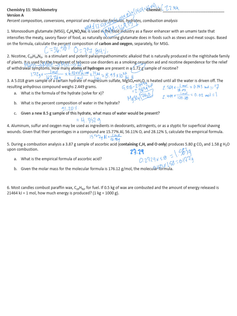 Stoichiometry for Chemistry Students | PDF