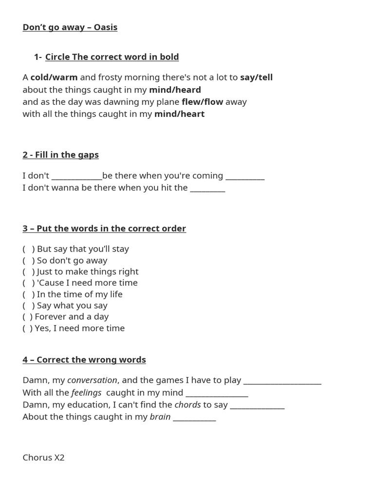 Don T Go Away - Oasis | PDF | Foreign Language Studies | Art