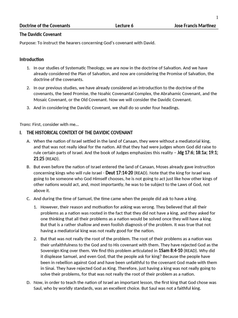 STDCov-6 The Davidic Covenant | PDF | Covenant (Biblical) | David