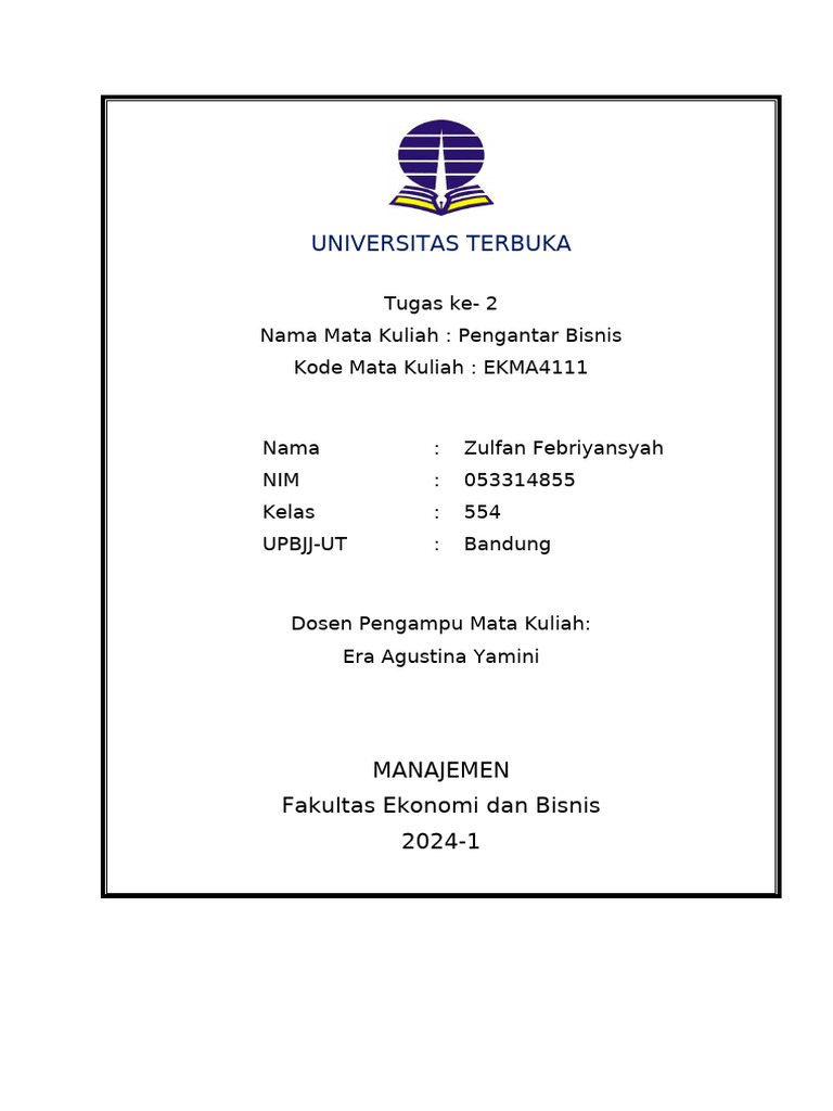 Tugas 2 Zulfan DONE Selesai | PDF | Pengelolaan Keuangan & Uang