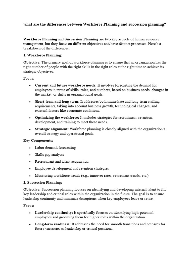 Differences Between Workforce Planning and Succession Planning - 131124 ...