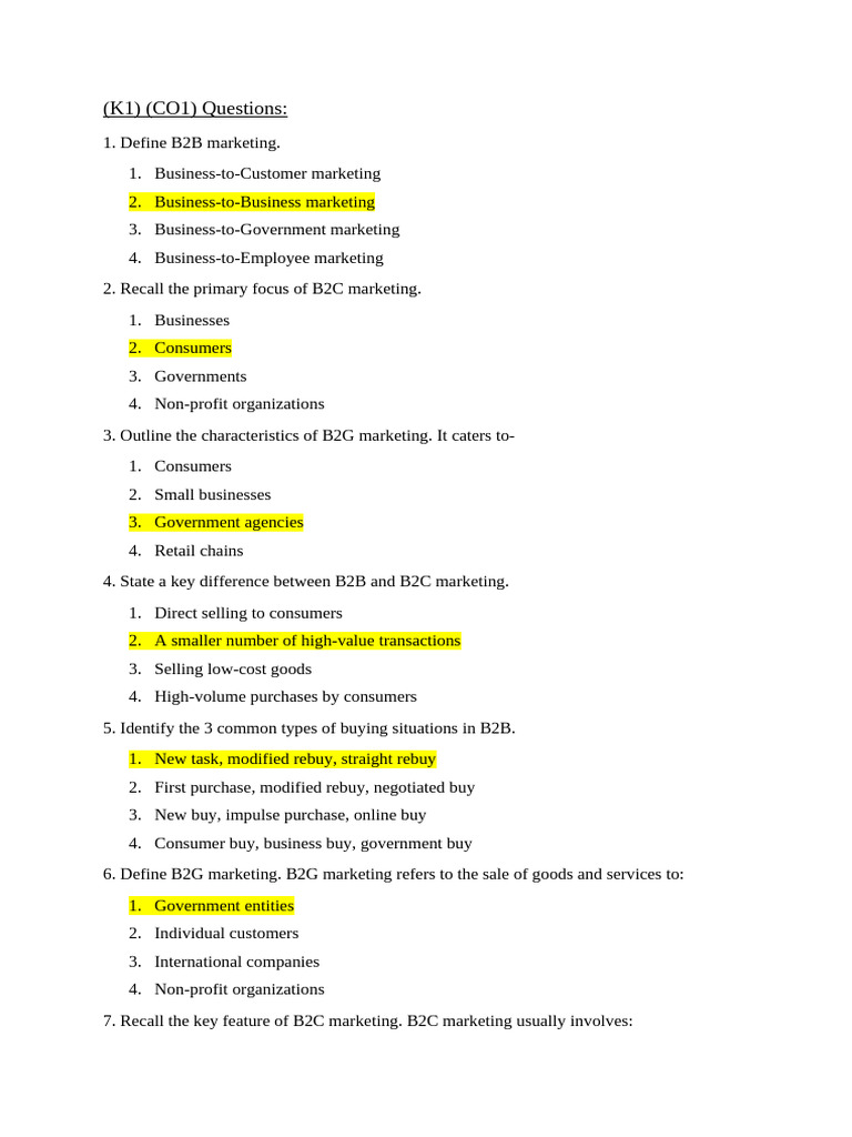 B2B Answers-1 | PDF | Marketing | Market Segmentation