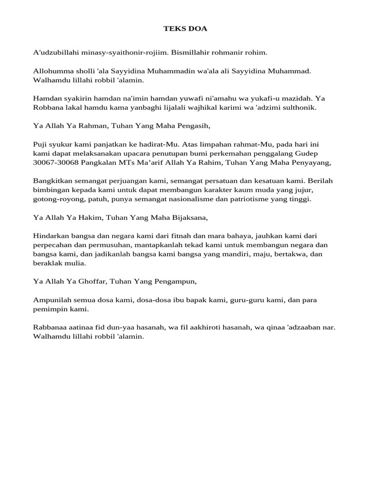 Teks Doa Pembukaan | PDF | Agama & Spiritualitas