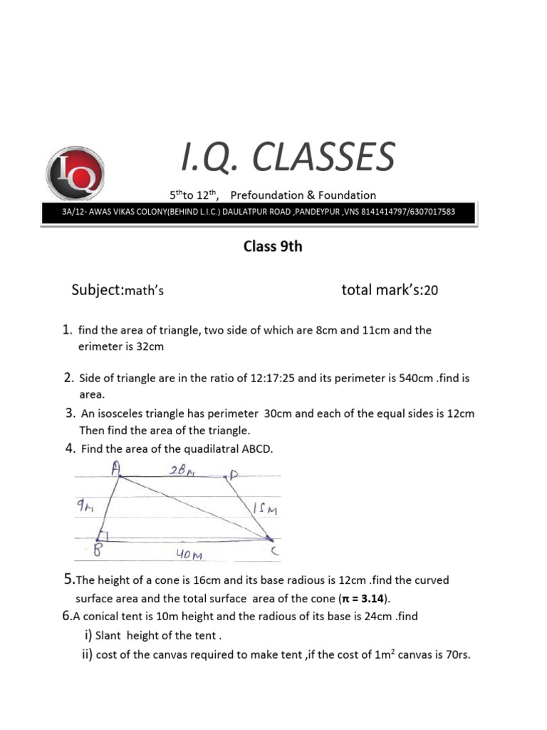 Class 9th Maths Paper PDF | PDF | Travel