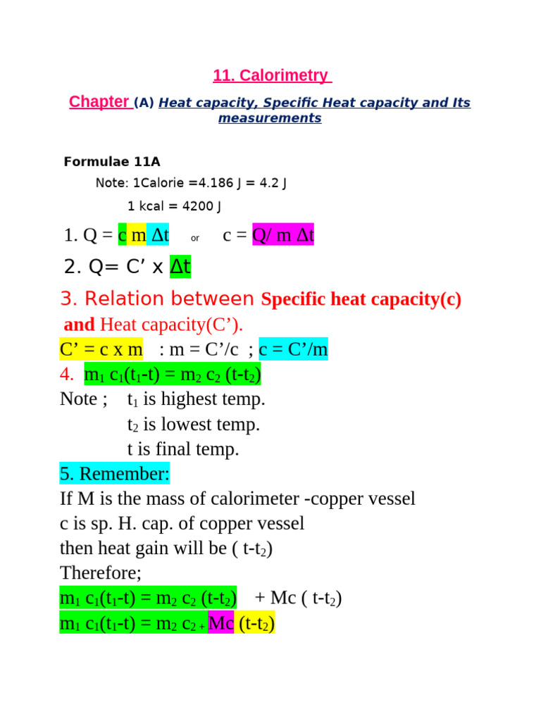Calorimetry Formulas and Problems | PDF | Heat Capacity | Heat