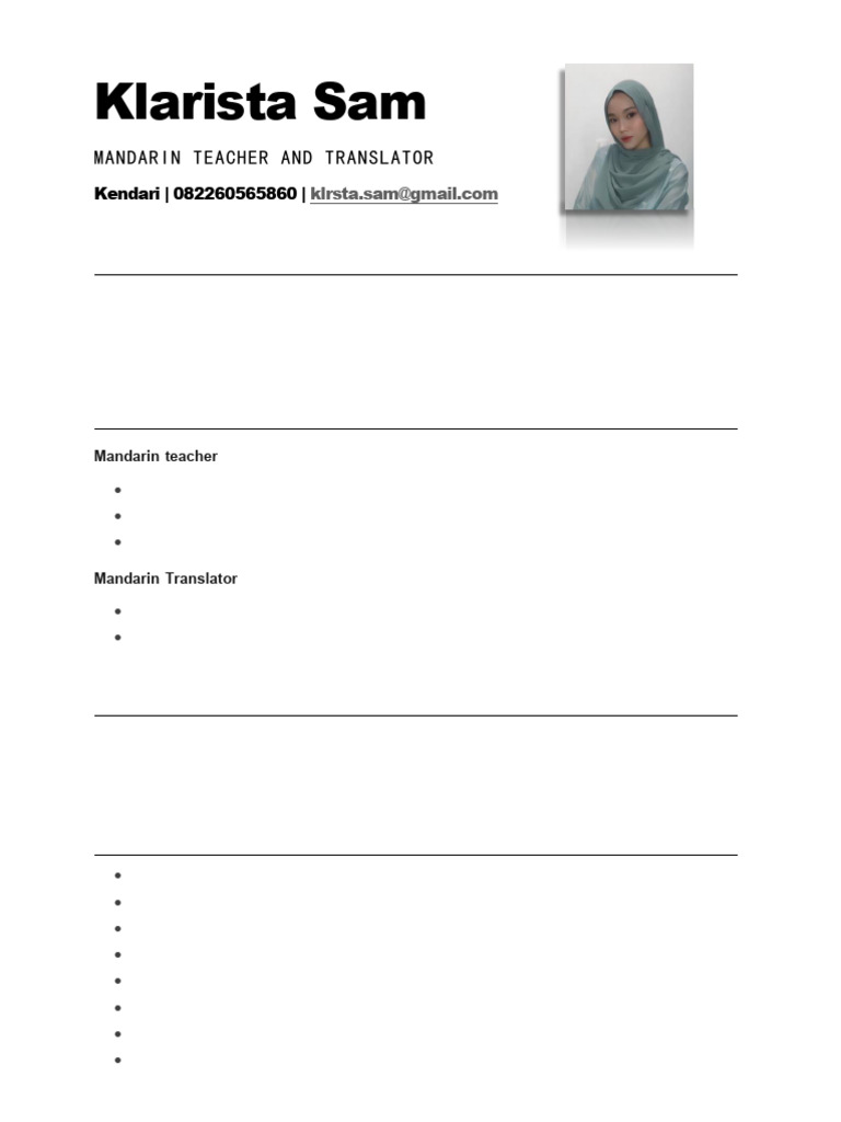 CV Klarista Sam | PDF
