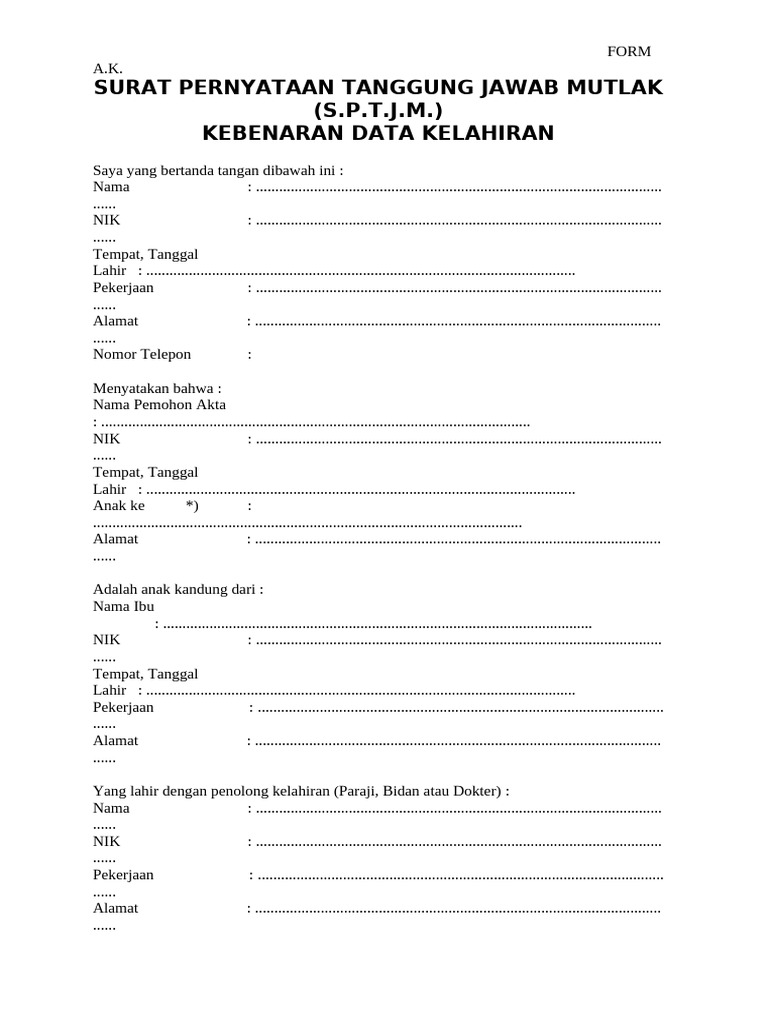 Surat Pernyaaan Capil 2018 | PDF | Game & Aktivitas