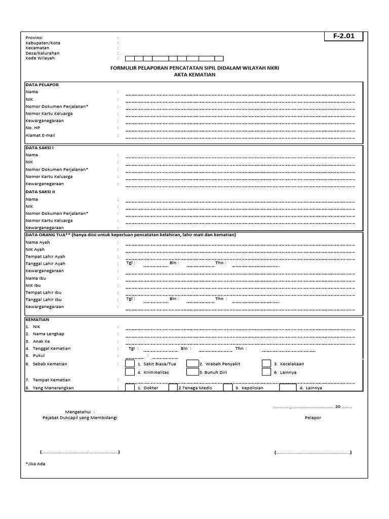 Formulir Kematian Baru | PDF