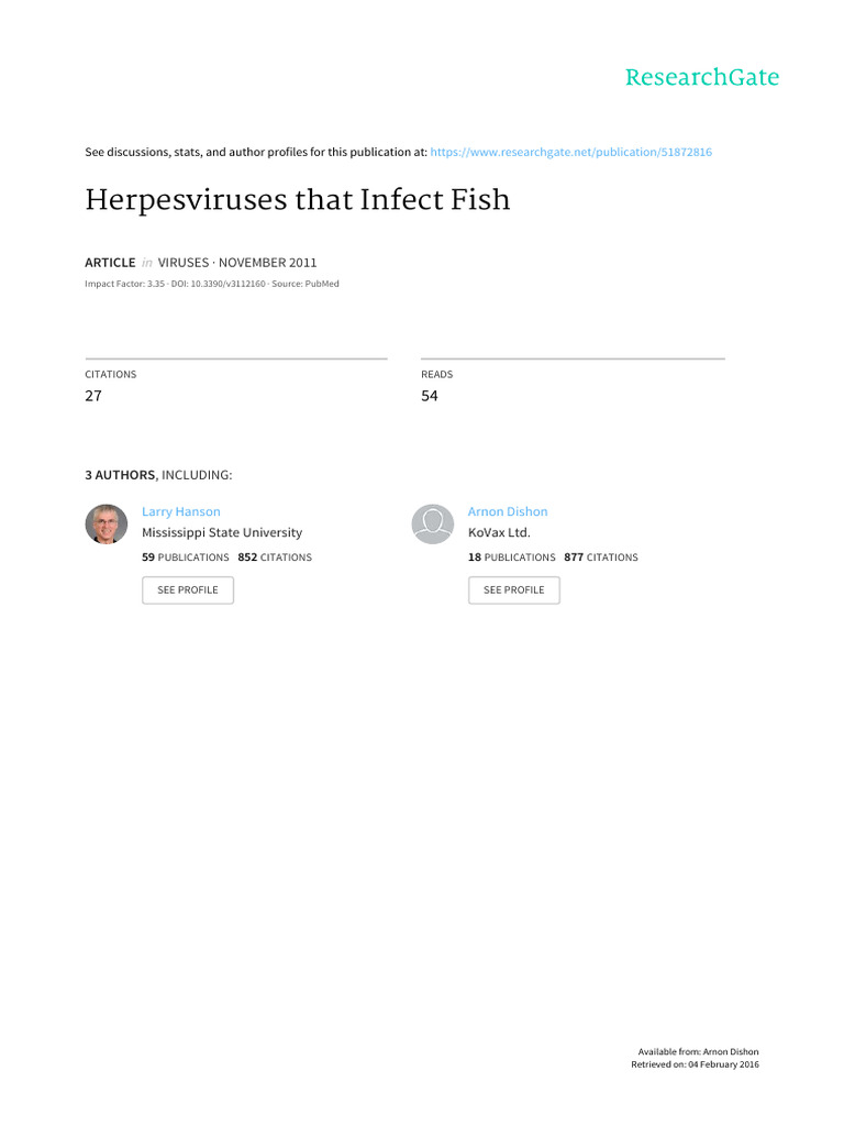 Herpesviruses That Infect Fish | PDF | Virus | Biology