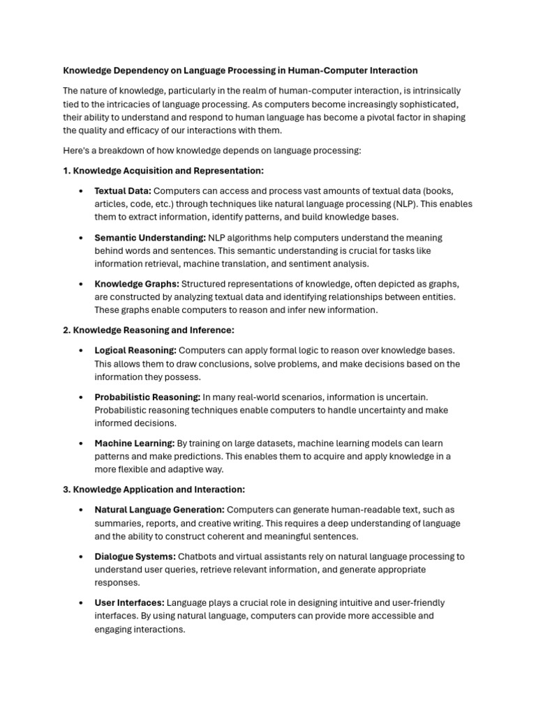 Knowledge Dependency On Language Processing in Human | PDF ...