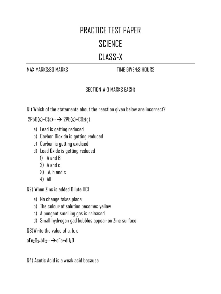 Practice Test Paper | PDF | Food Web