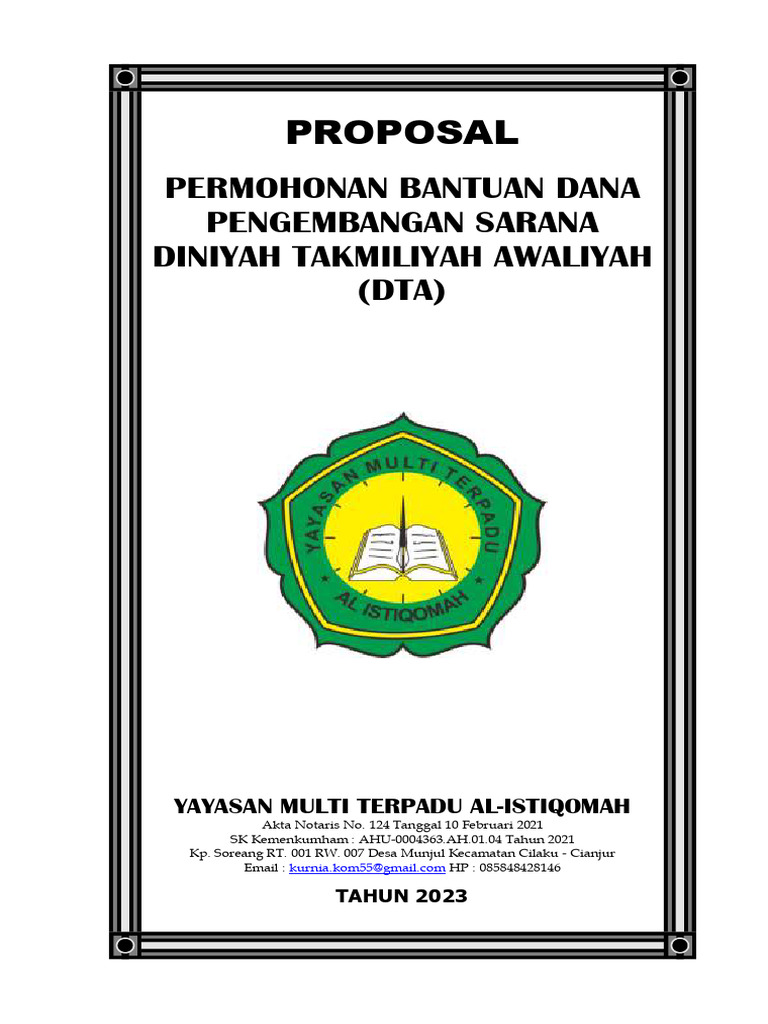 Proposal Dta Ibnu Sarkosih (Pengajuan) - 2023 | PDF