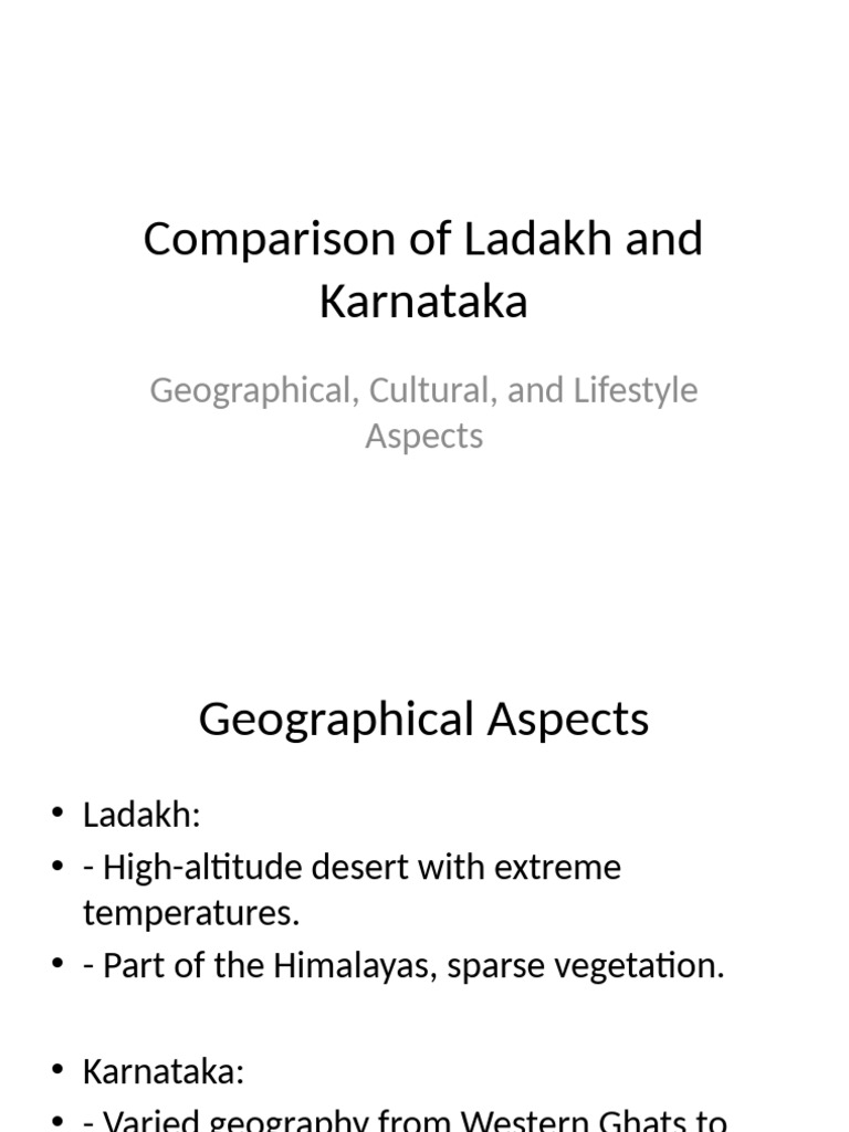 Ladakh vs Karnataka: Culture & Geography | PDF
