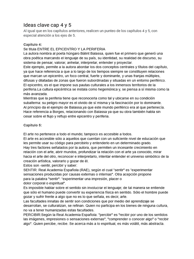 Ideas Clave Cap 4 y 5 | PDF | Percepción | Sentidos