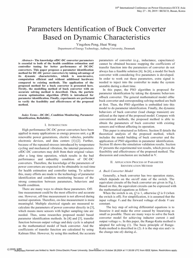 Parameters Identification of Buck Converter Based On Dynamic ...