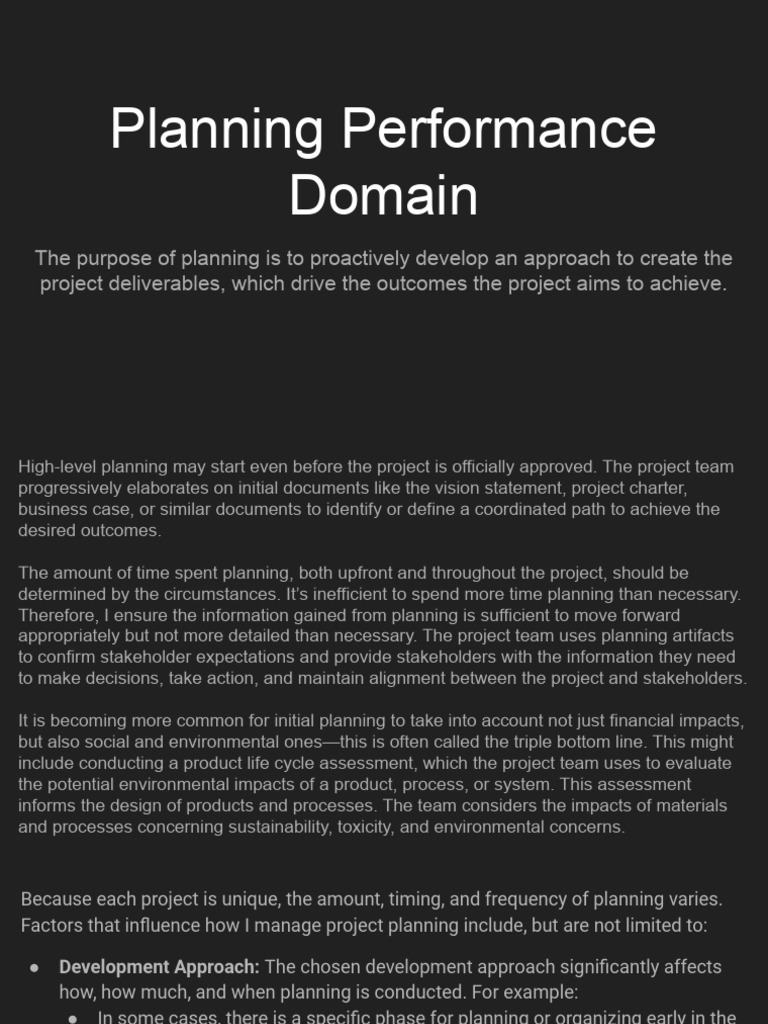 Planning Performance Domain | PDF | Accuracy And Precision | Project ...