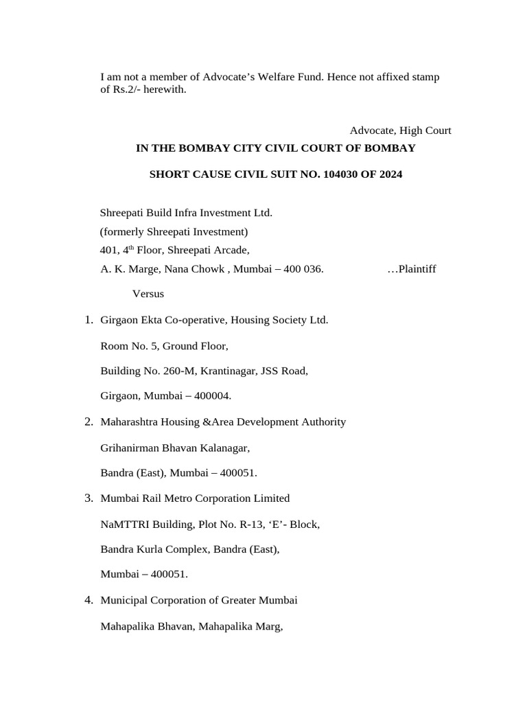 Vakalatnama for City Civil Court Case | PDF | Finance & Money ...