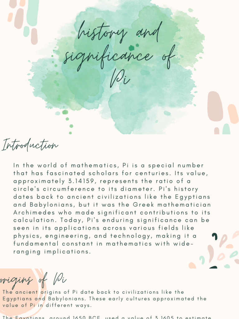 History and Significance Od Pi | PDF | Pi | Area