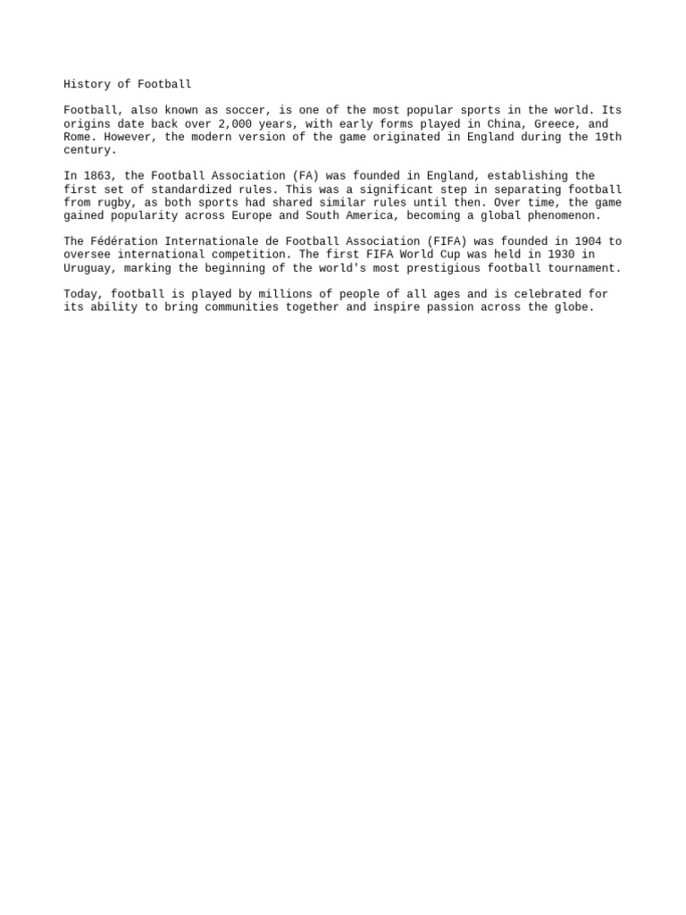 History of Football | PDF | Travel