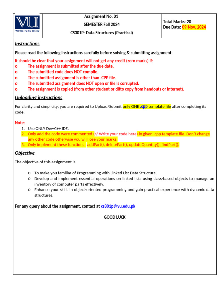 CS301P Assignment No. 1 (Recovered) With Solution | PDF | Technology & Engineering
