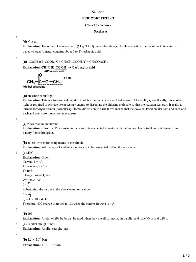 Class 10 Science Periodic Test Solutions | PDF | Detergent | Zygosity