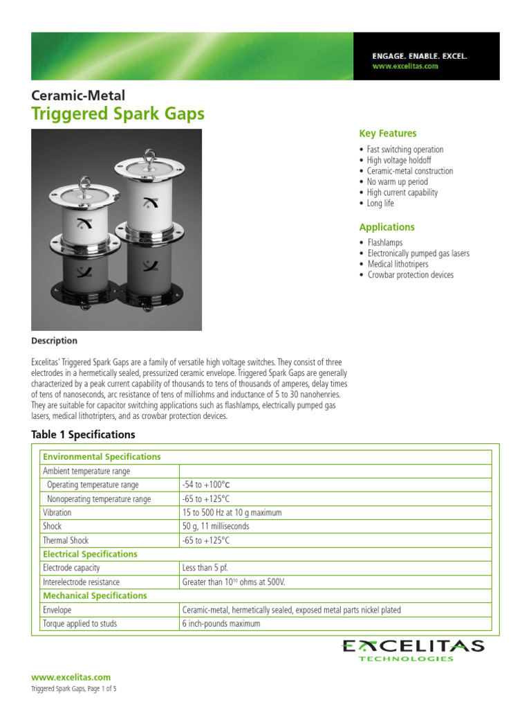 High Voltage Triggered Spark Gaps | PDF | Volt | Electrical Resistance ...