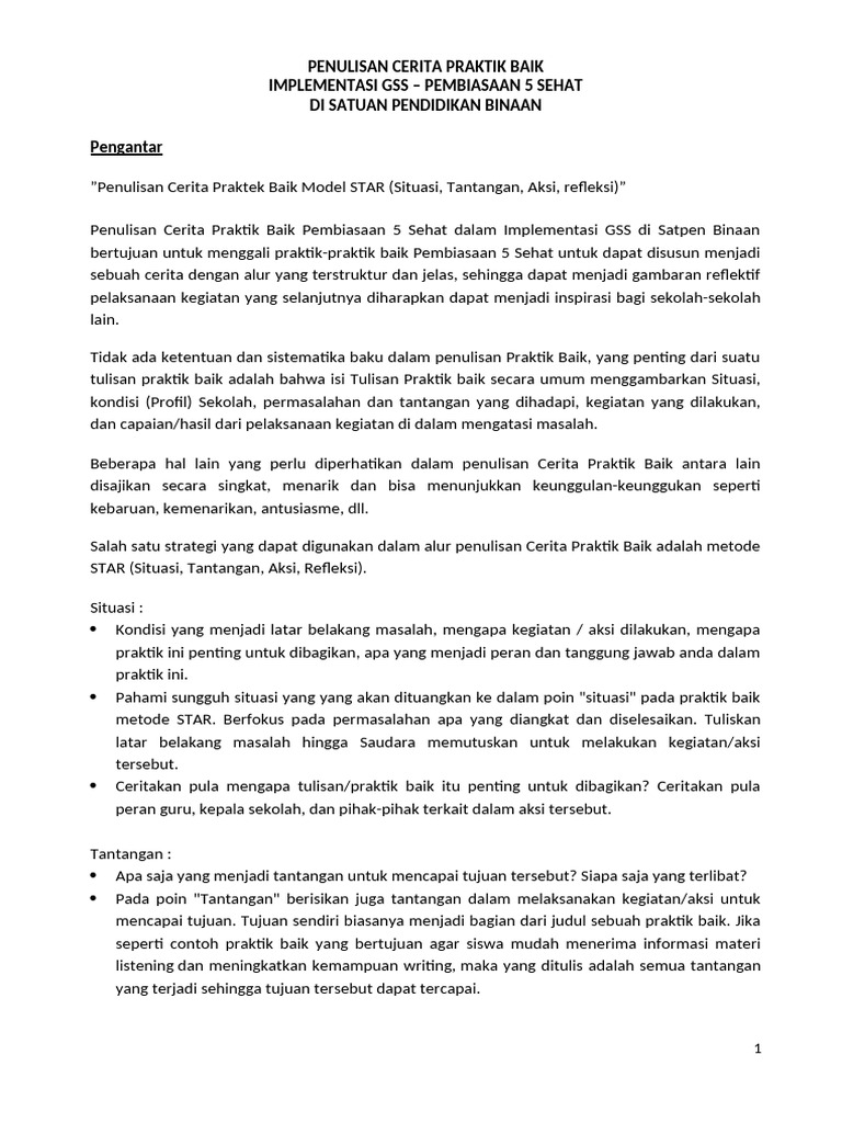Format Alur Penulisan Cerita Praktik Baik | PDF