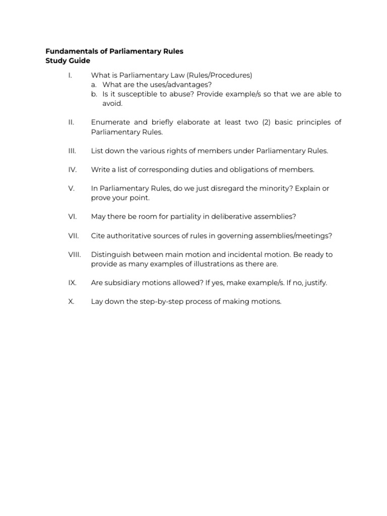 Fundamentals of Parliamentary Rules (Lesson Plan) | PDF | Law