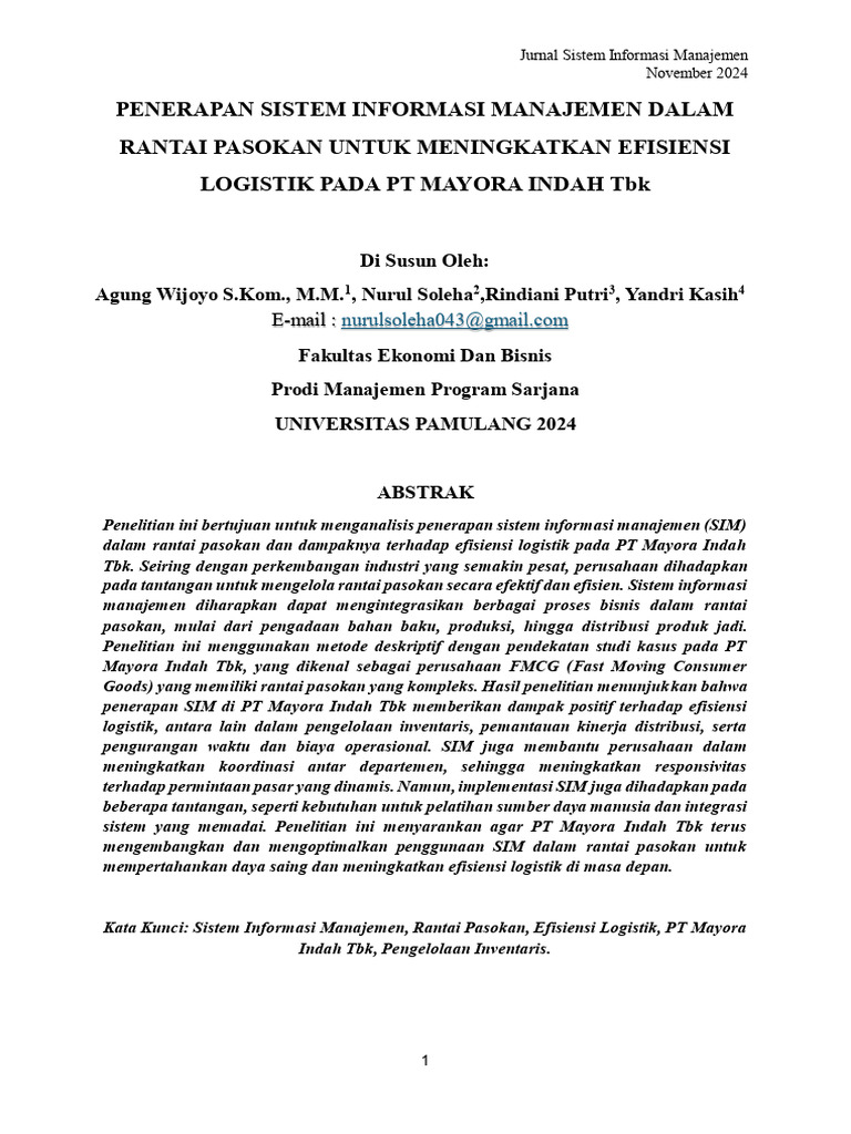Jurnal Sistem Informasi Manajemen | PDF | Bisnis | Komputer