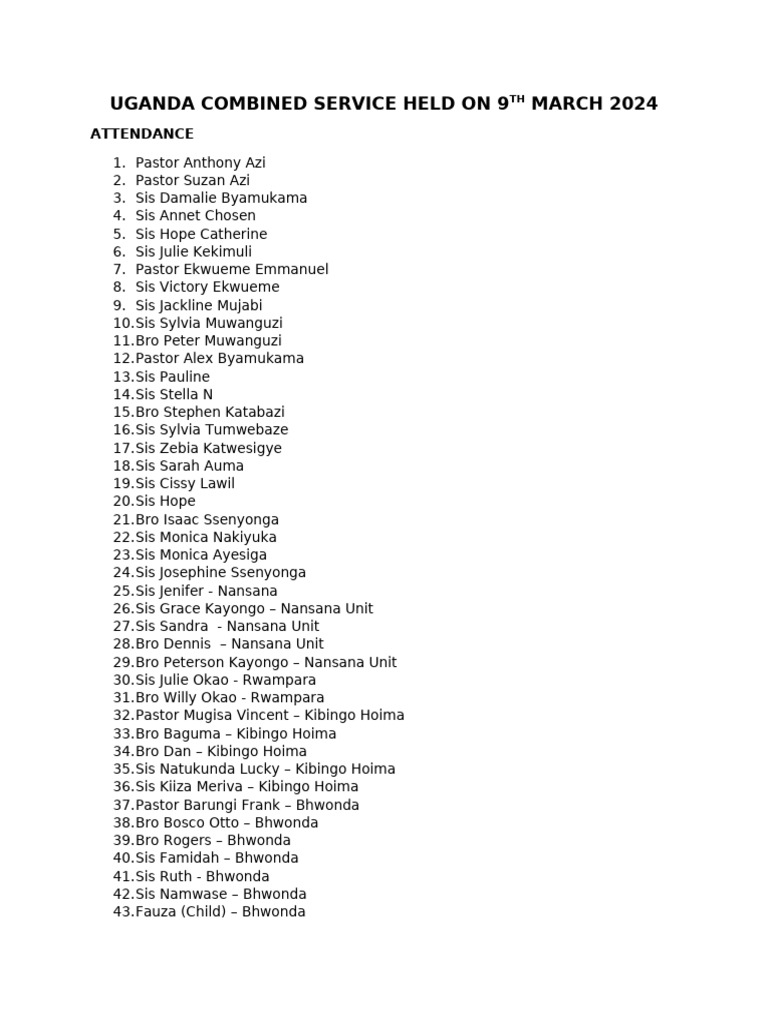 Ug Combine Service 09032024 | PDF | Prayer