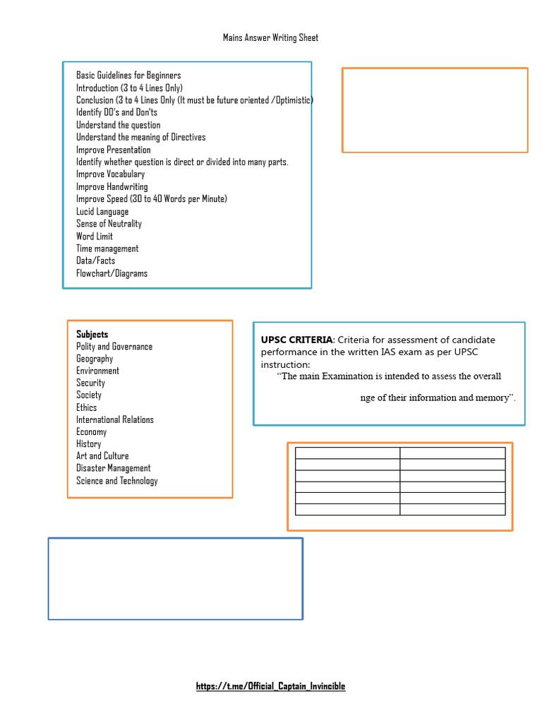 Mains Answer Writing Sheet 2024 | PDF | Cognition