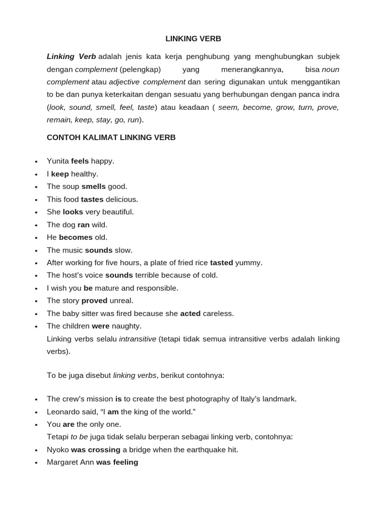 Linking Verb | PDF