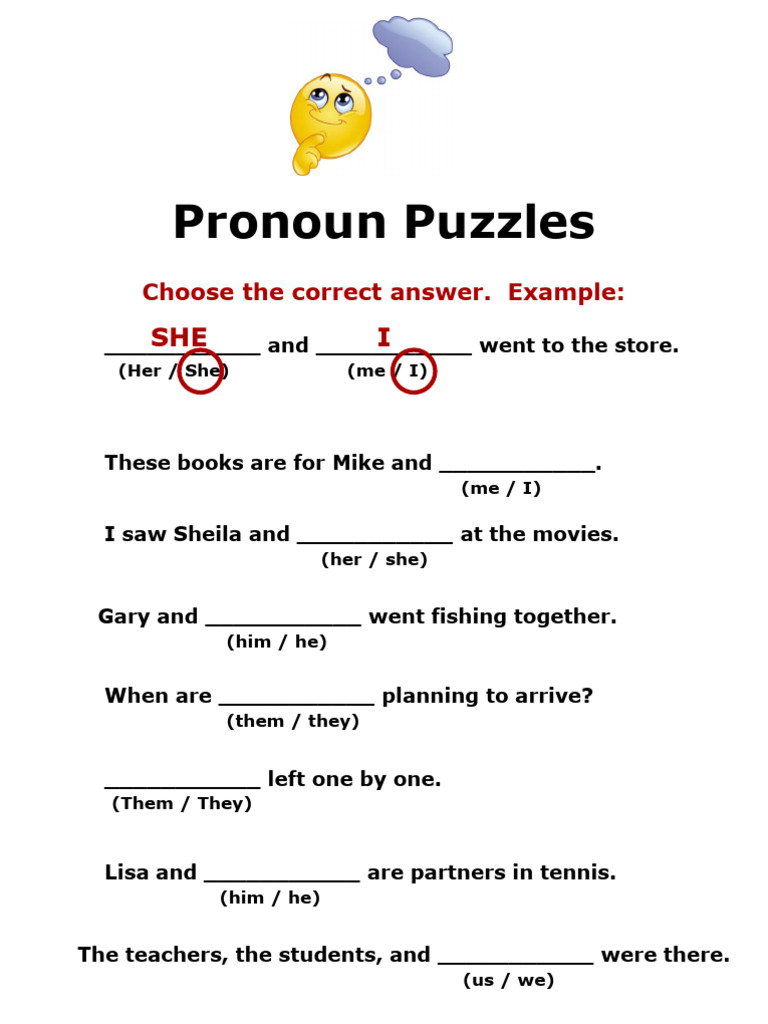 Pronoun Practice for Students | PDF