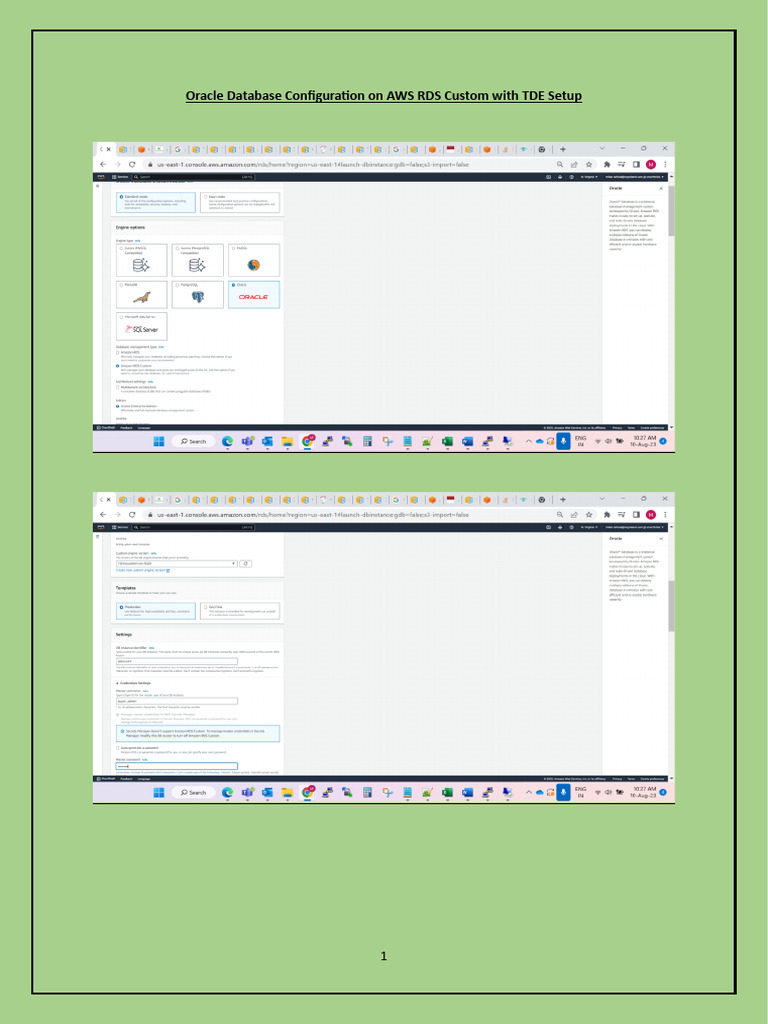 Oracle Database Configuration On AWS RDS Custom With TDE | PDF | Data Management | Software