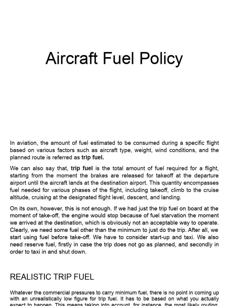 Fuel Policy-1 | PDF | Aviation | Aircraft