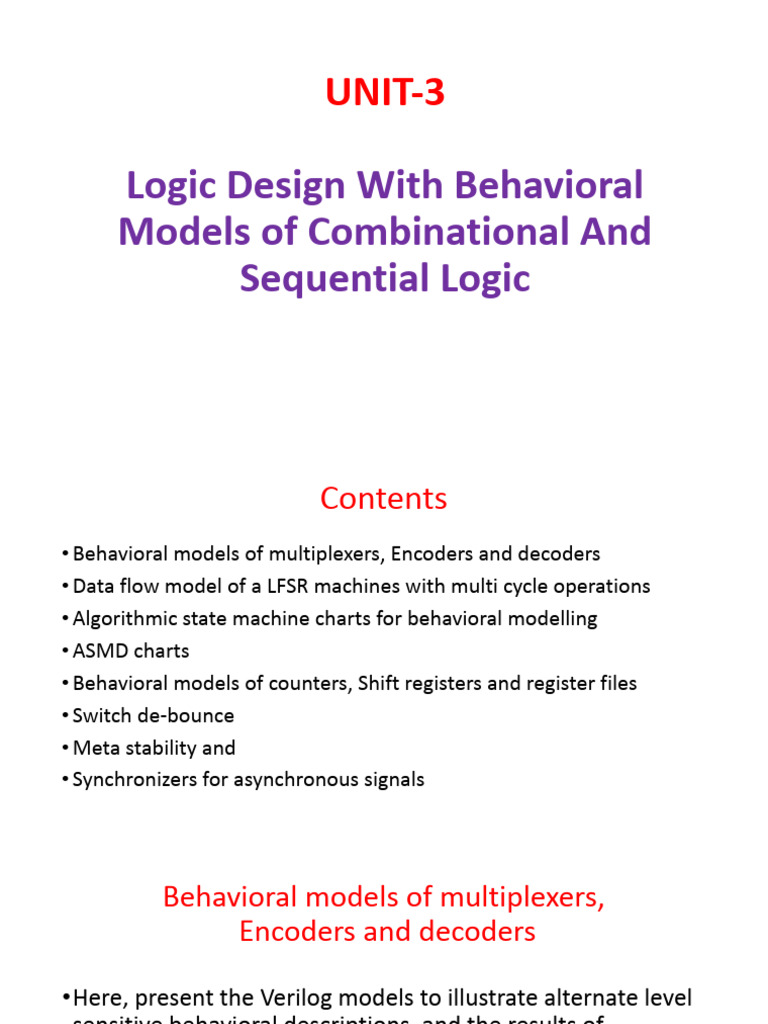 UNIT3 - Logic Design With Behavioral Models of Combinational and Sequential Logic | PDF ...