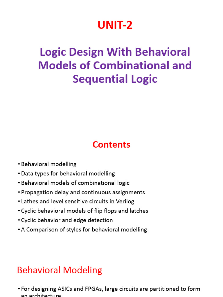 UNIT2 - Logic Design With Behavioral Models of Combinational and Sequential Logic | PDF | Data ...