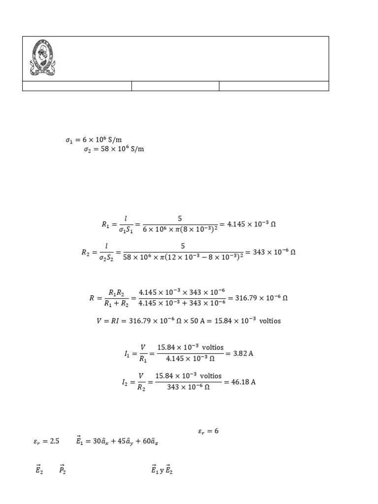Ema115 Examen3-2023-Solucion | PDF | Resistencia Eléctrica y Conductancia | Resistividad ...