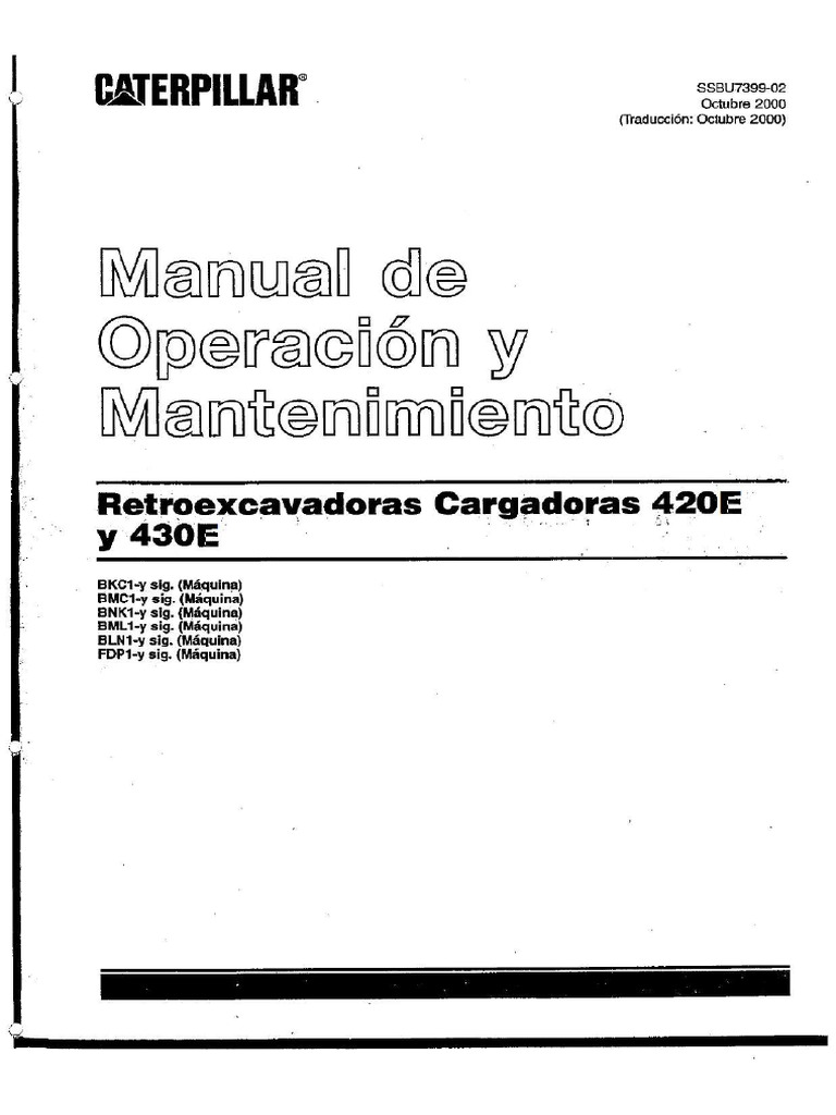 Manual de Operacion de Retroexcavadora 420e - para Mc085469 | PDF