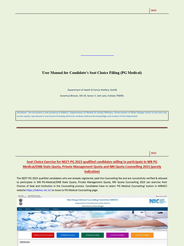 User Manual Choice Filling WB PG Medical 2023 - Compressed | PDF ...