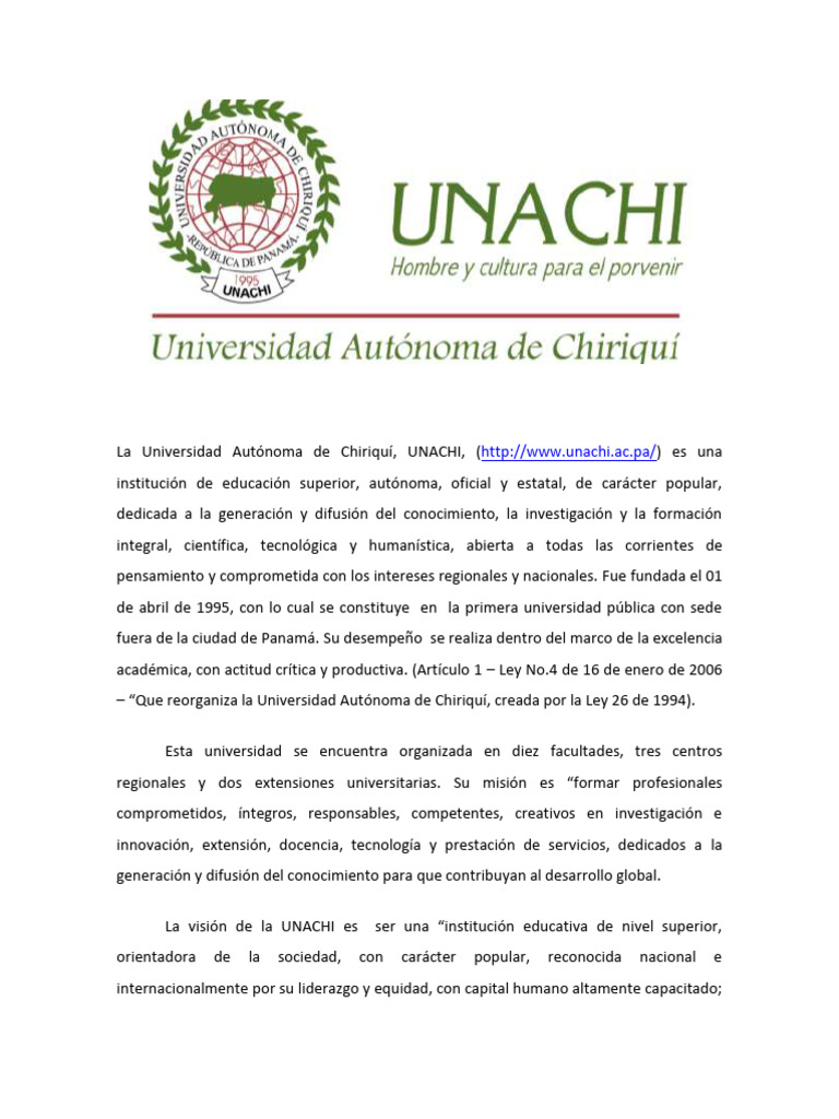 UNACHI | PDF | Universidad | Educación más alta